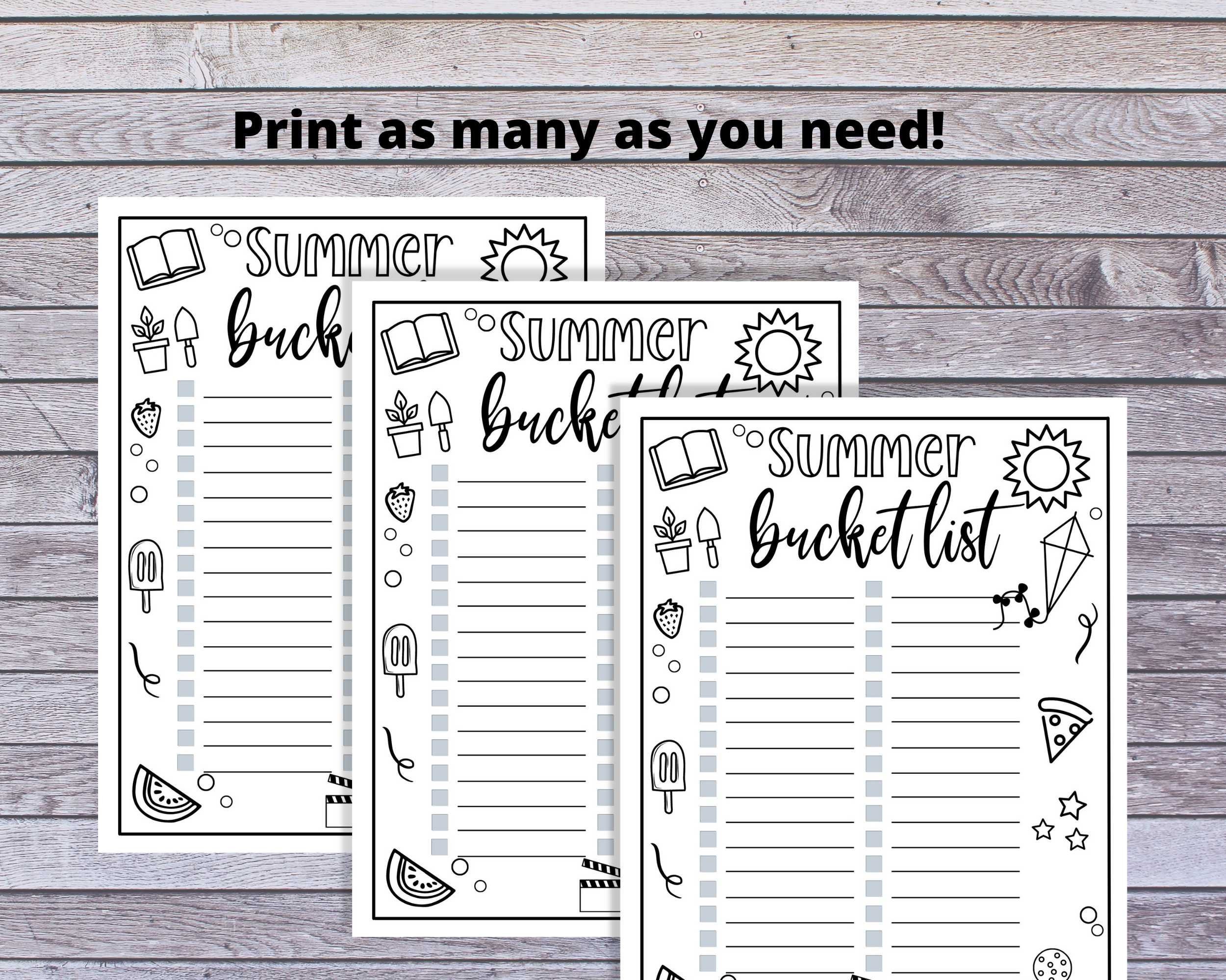Summer Bucket List Editable Summer Bucket List, Summer Checklist ...
