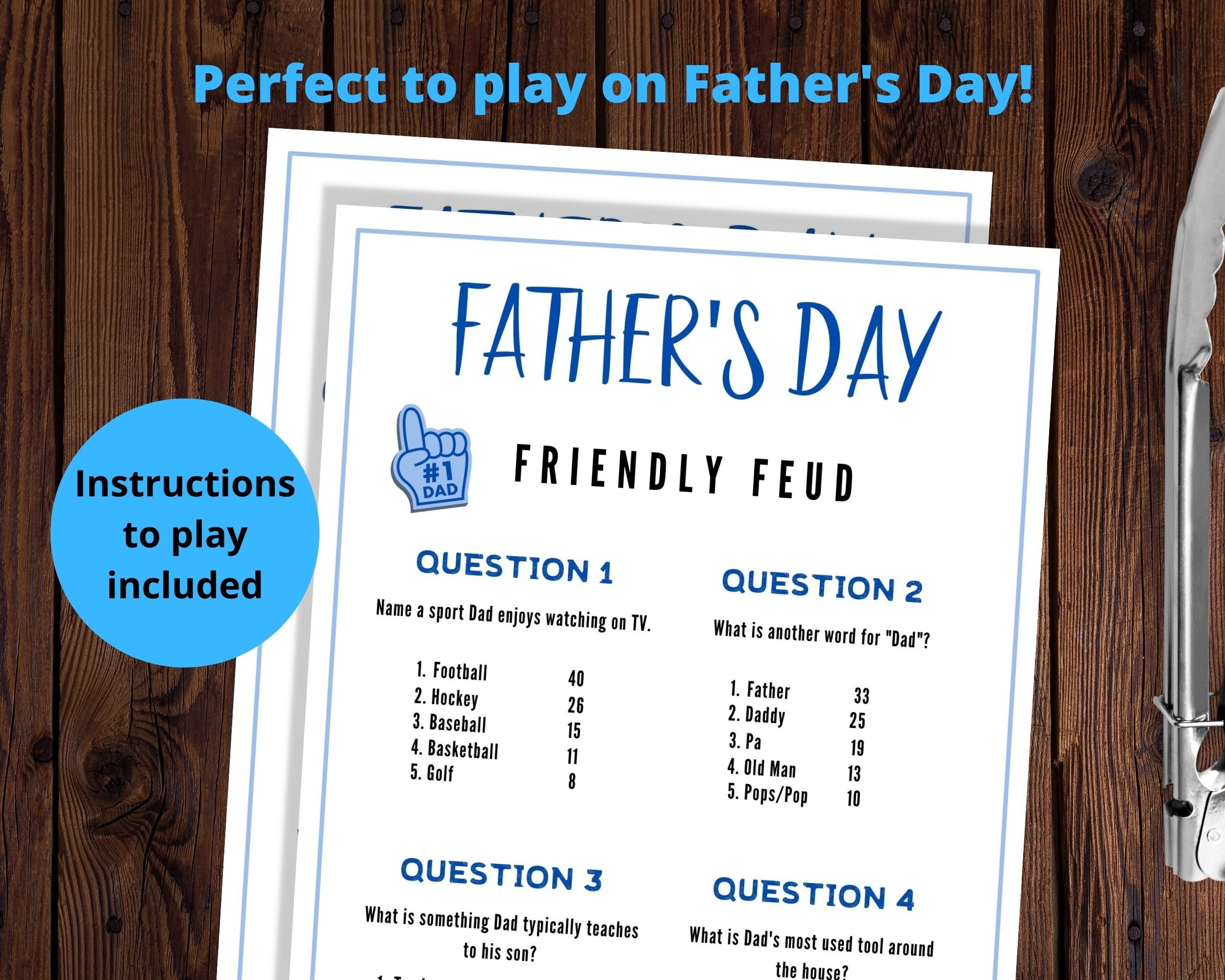 Fathers Day Friendly Feud Game - Father's Day Game, Dad's Day Activity ...