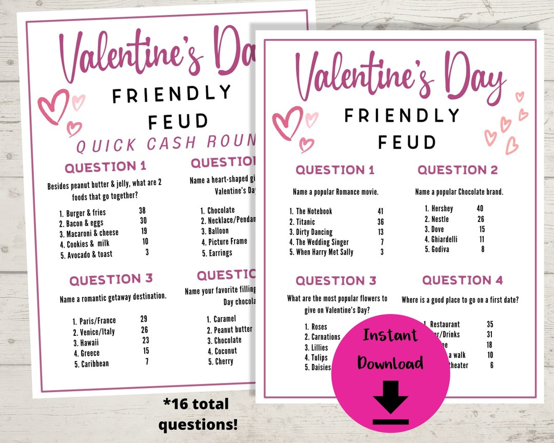 Valentines Friendly Feud - Galentines Day Game, Valentine's Day Games ...