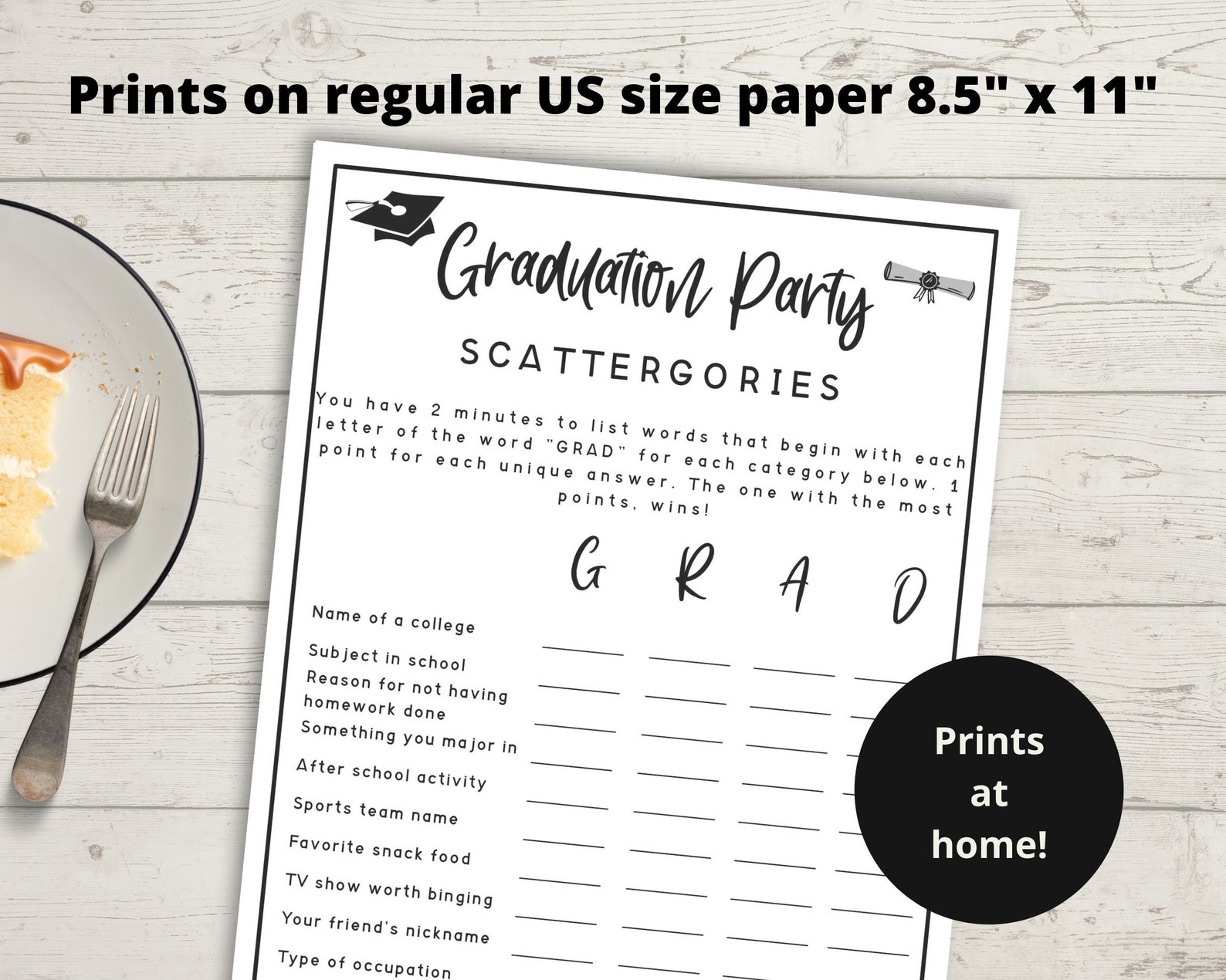 Graduation Scattergories Game Graduation Party Game, Grad Party Game ...