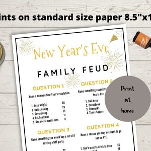 New Year's Eve Family Feud Game - NYE Printable Family Game, New Years ...