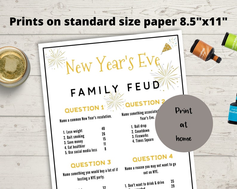 New Year's Eve Family Feud Game - NYE Printable Family Game, New Years ...