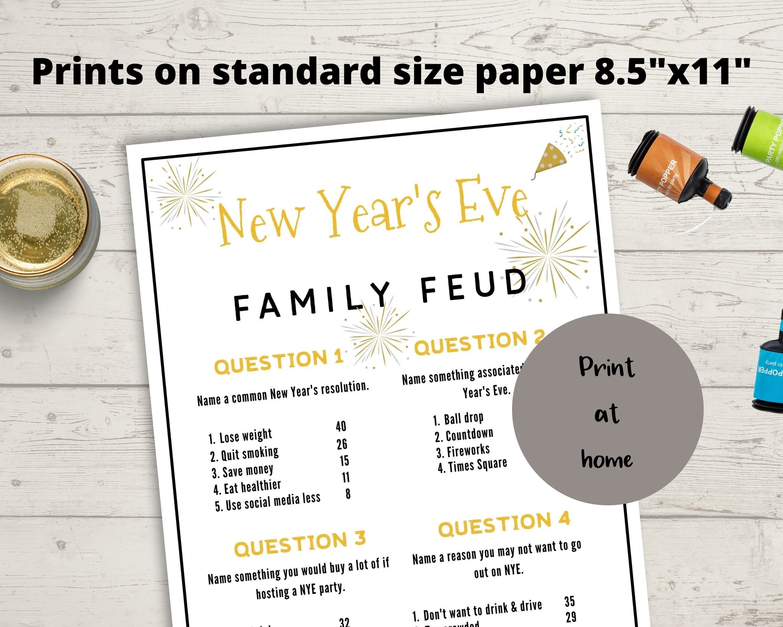 New Year's Eve Family Feud Game - NYE Printable Family Game, New Years ...