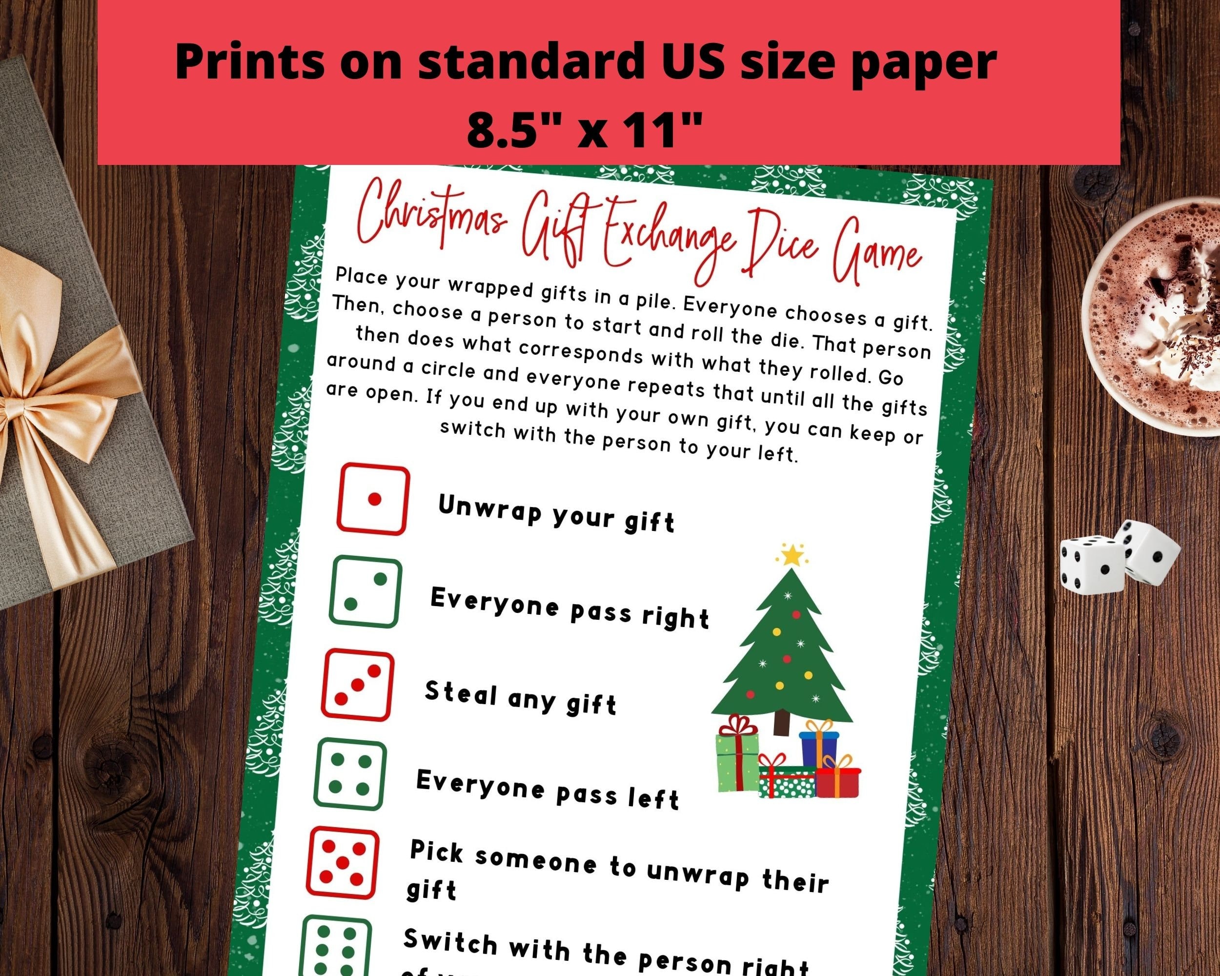 Christmas Gift Exchange Dice Game Christmas Dice Game, Present Exchange ...