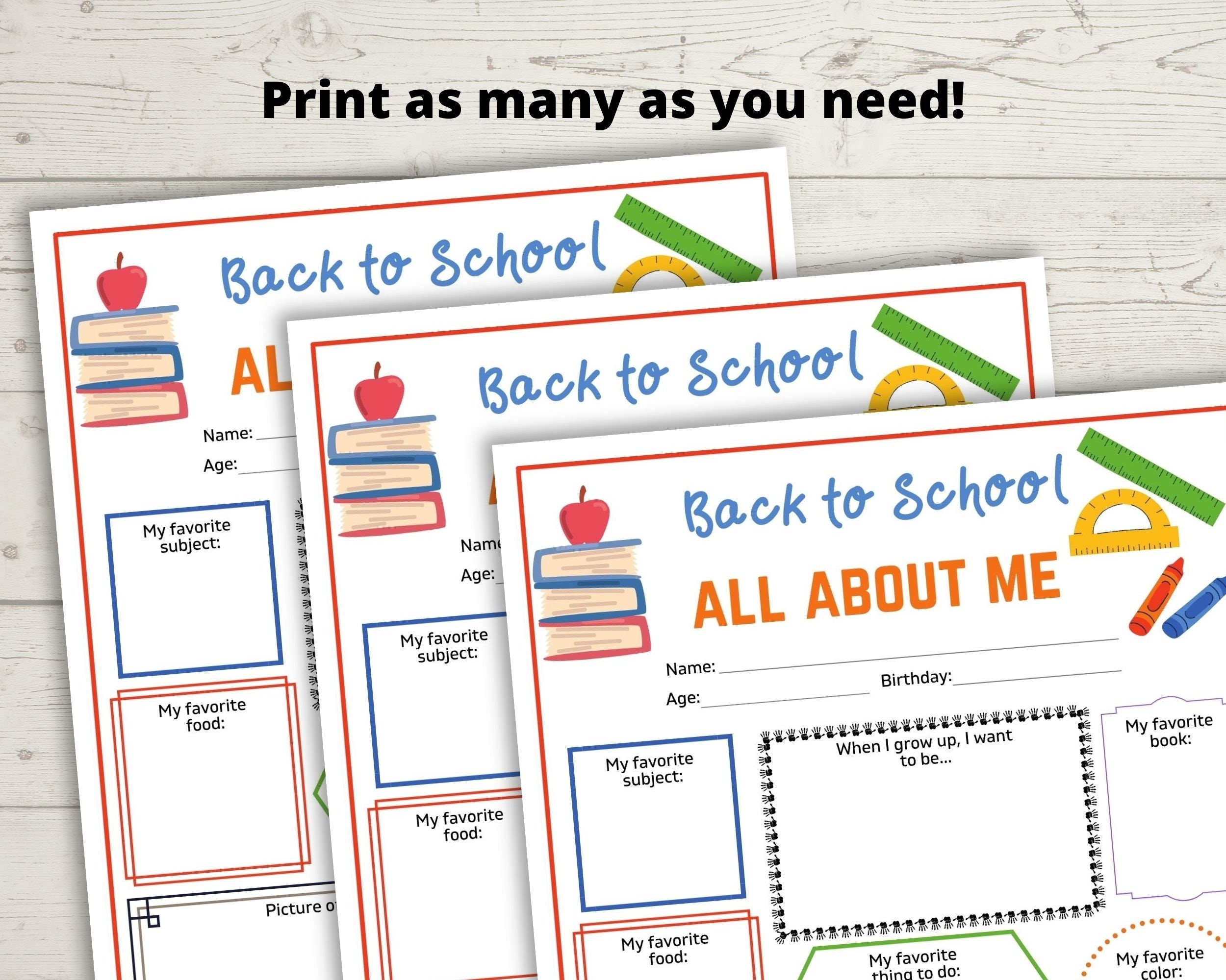 All About Me Back to School Worksheet - Children's Get to Know You Game ...