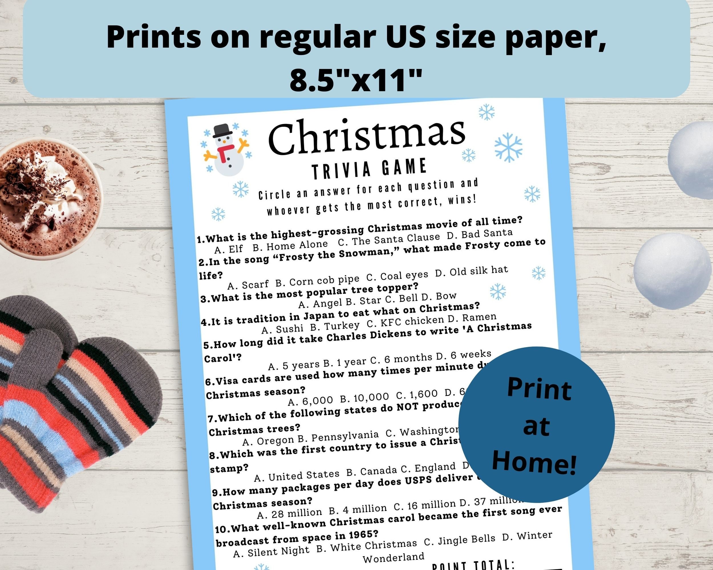 Christmas Trivia Game Printable Christmas Party Game, Holiday Party ...