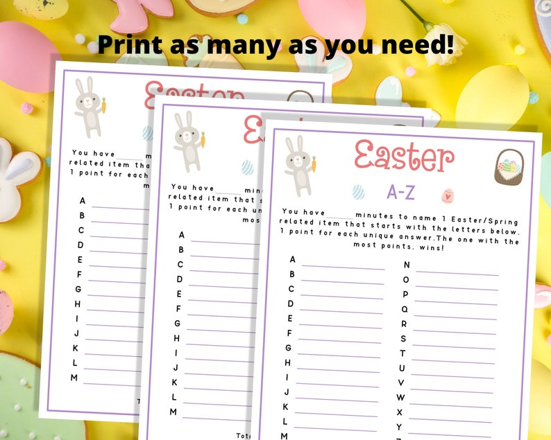 Easter Word Game - Easter A-z Game, Alphabet Game, Think Fast Game ...