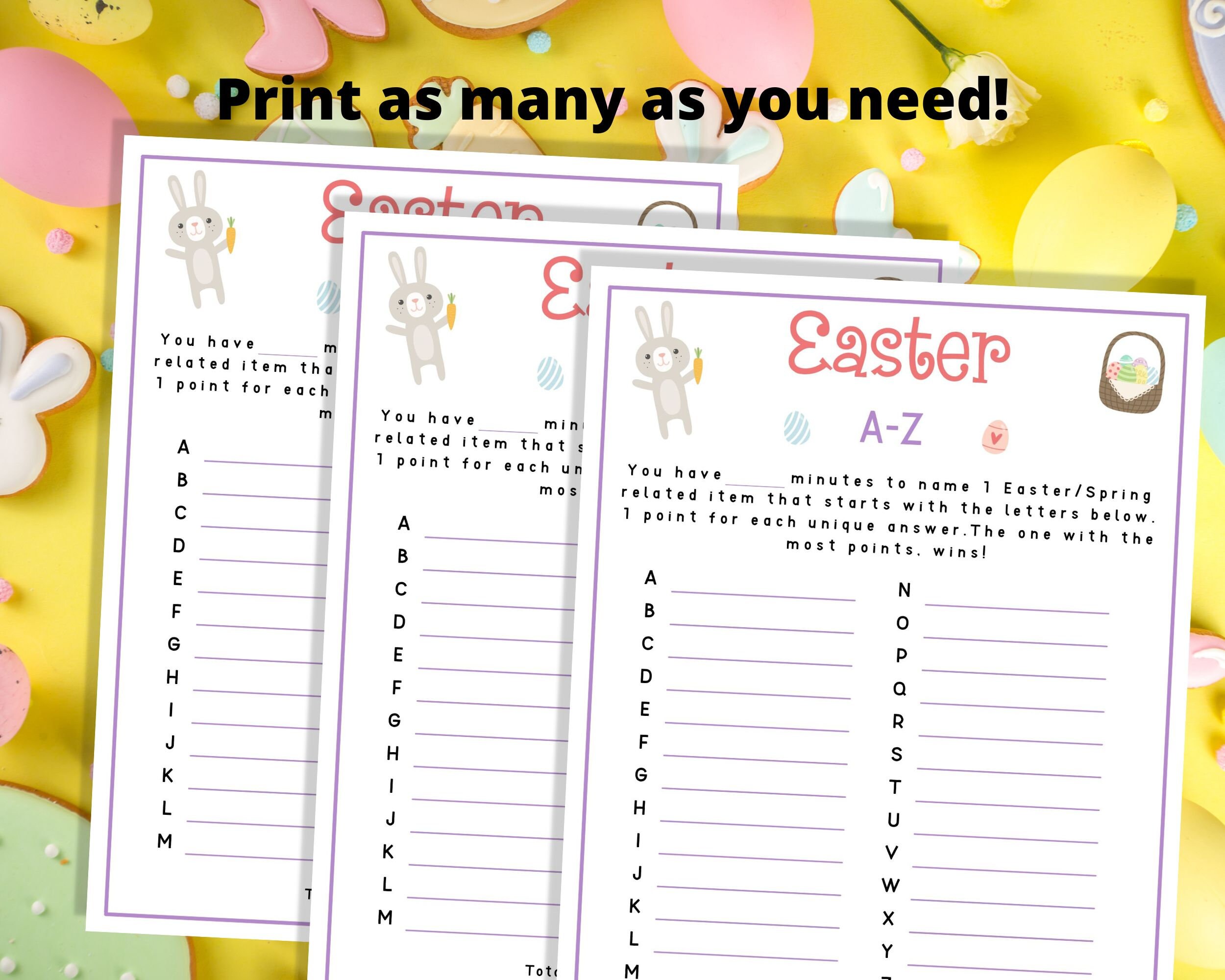 Easter Word Game Easter A-z Game, Alphabet Game, Think Fast Game, Kids ...