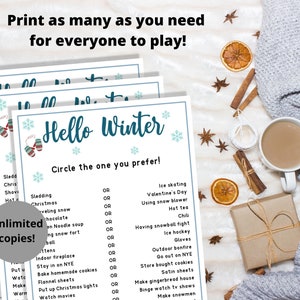 Winter This or That Game - Holiday Would You Rather Printable, Children ...