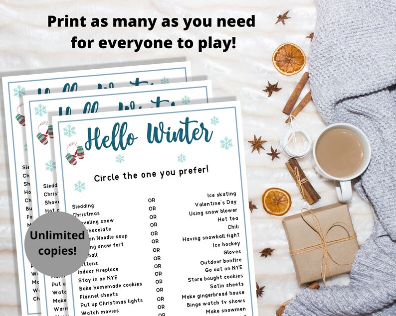Winter This or That Game Holiday Would You Rather Printable, Children's ...