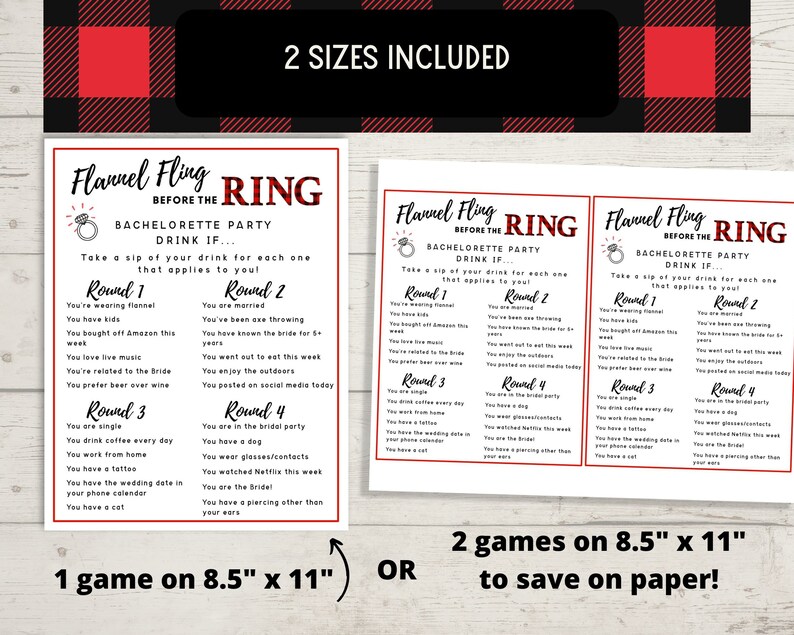 Flannel Fling Before the Ring Bachelorette Party Games - Flannel and ...