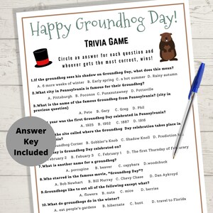 Groundhog Day Trivia Game - Groundhog Day Activity, Ground Hog Day Quiz ...