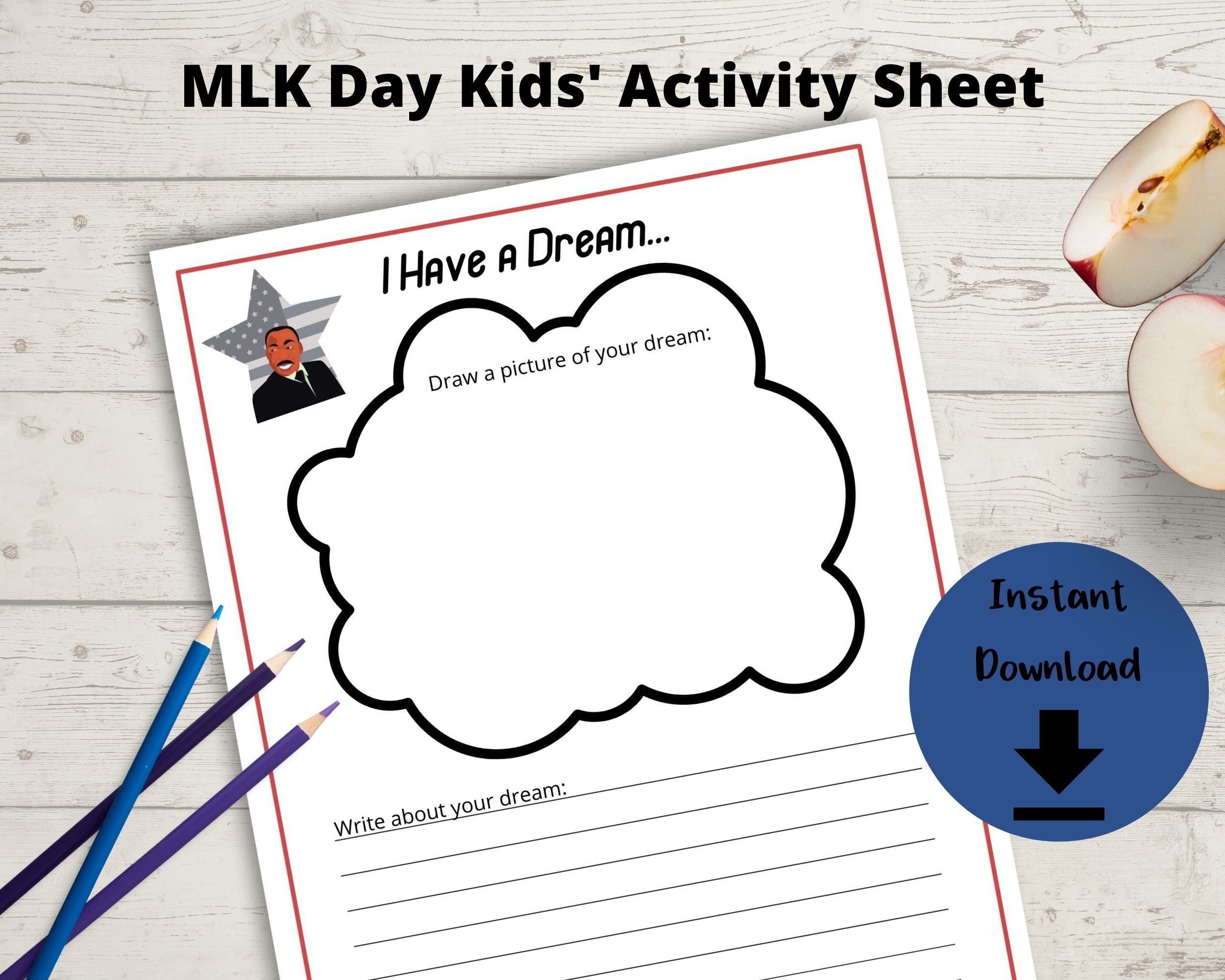 Martin Luther King Day Kids' Activity Page MLK Printable Sheet, I Have ...
