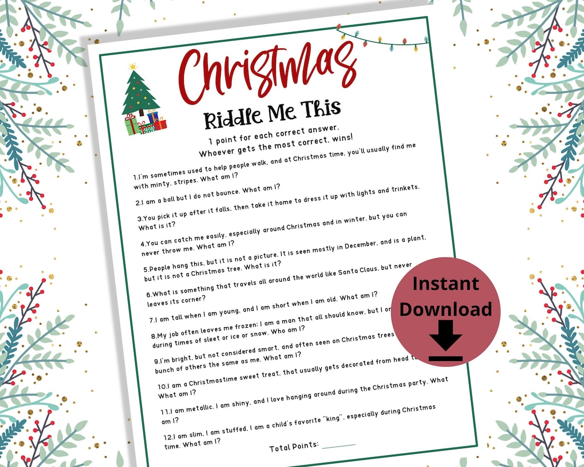 Christmas Riddles - Christmas What Am I Game, Kids Riddle Game ...