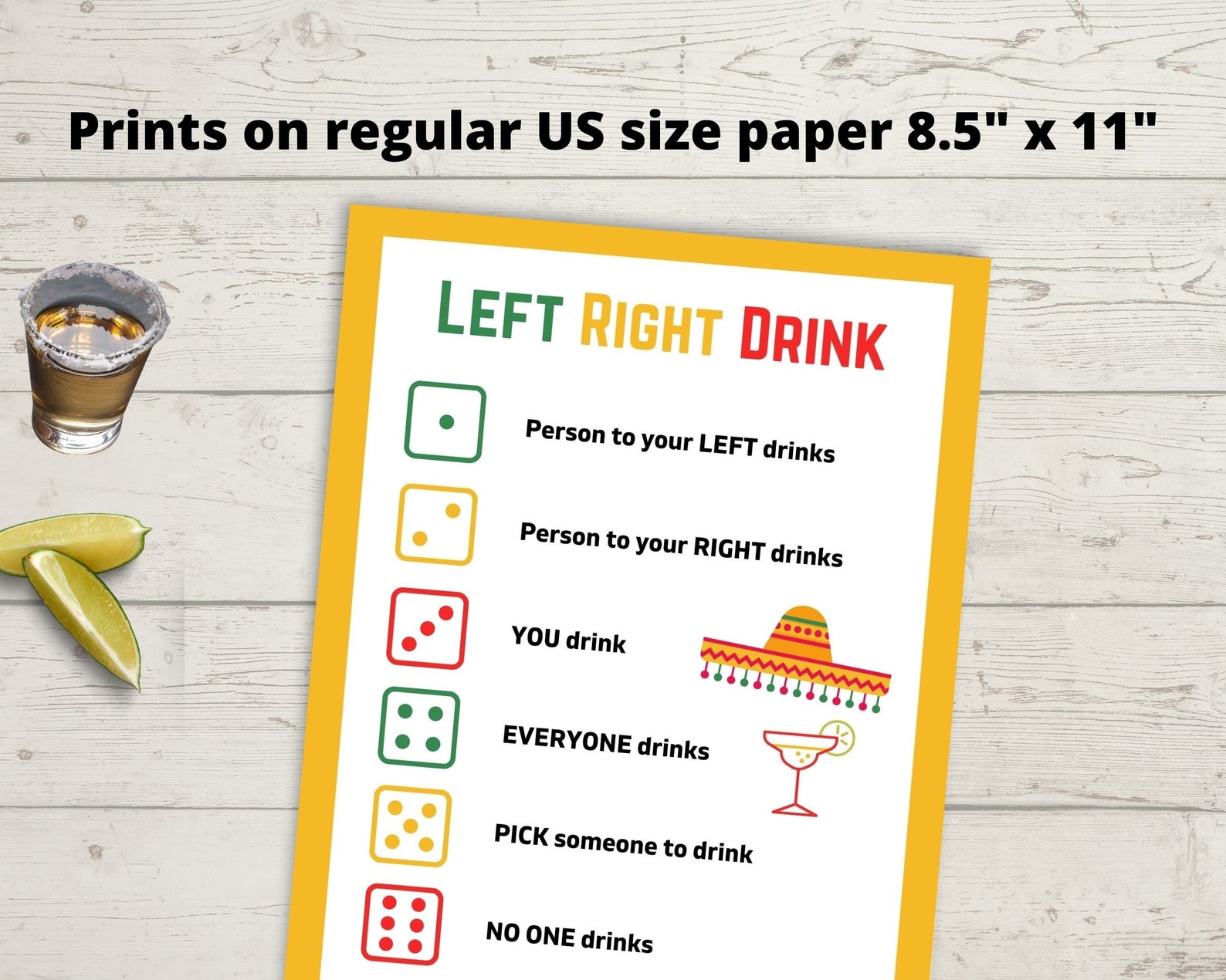 Cinco De Mayo Party Game Left, Right, Drink Dice Game for Cinco De Mayo ...