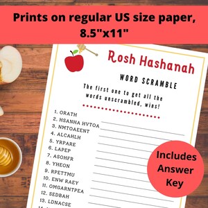 Rosh Hashanah Game - Rosh Hashanah Word Scramble Game for Kids, Jewish ...
