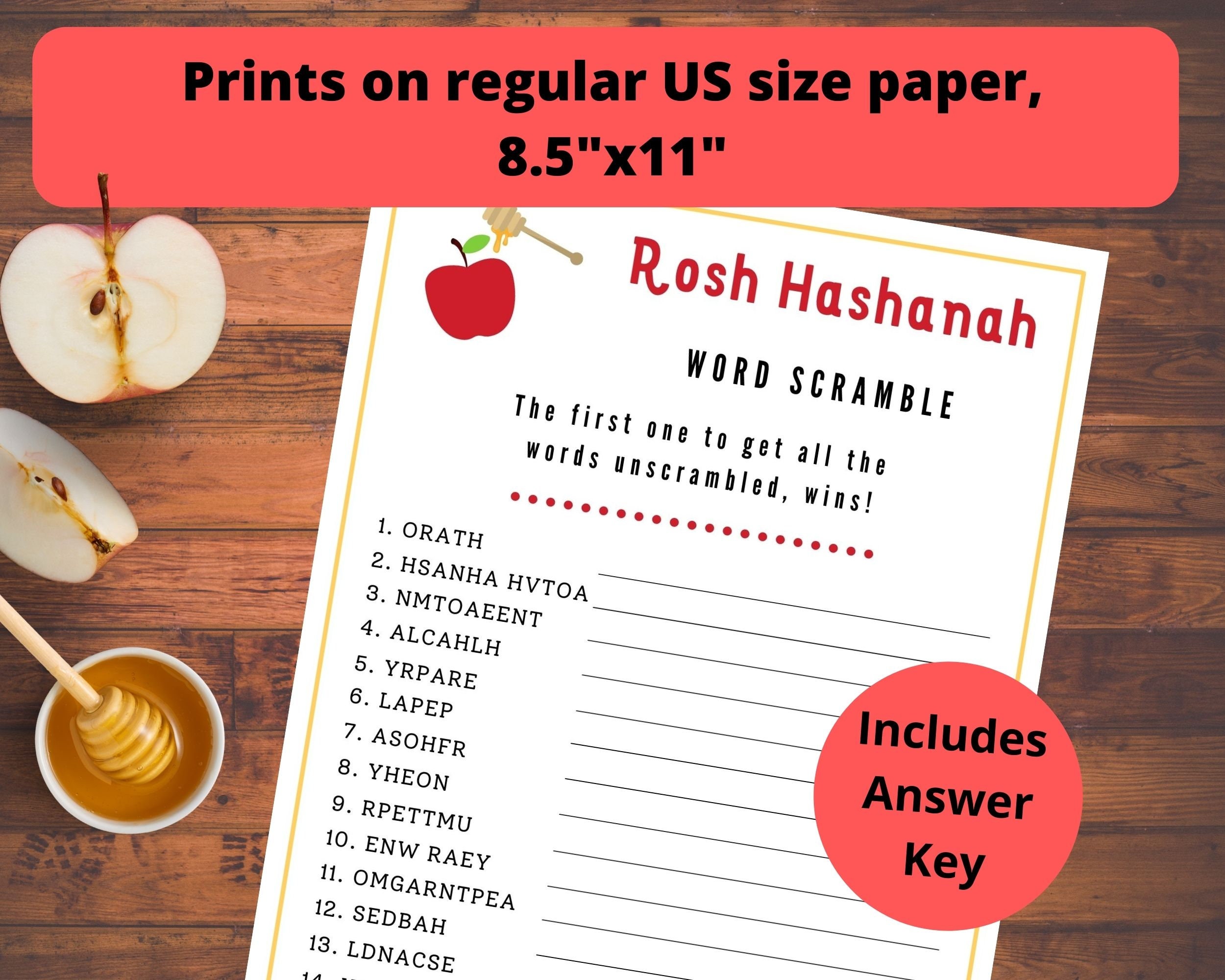 Rosh Hashanah Game - Rosh Hashanah Word Scramble Game for Kids, Jewish ...