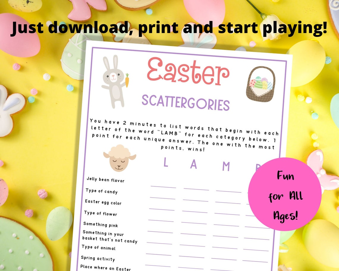 Easter Scattergories Easter Word Game Easter Printable - Etsy