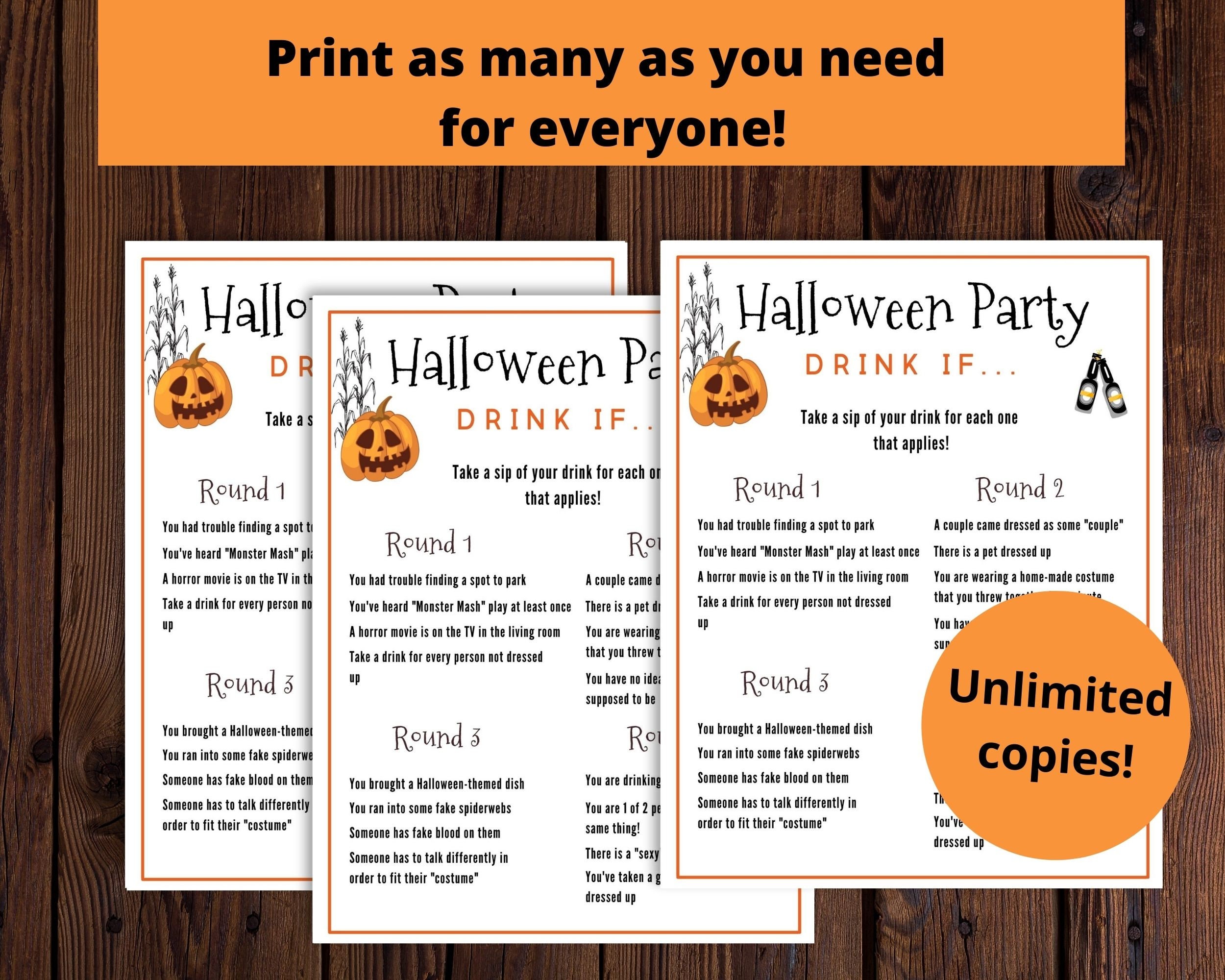 Drink If Adult Halloween Party Game Halloween Drinking Games - Etsy
