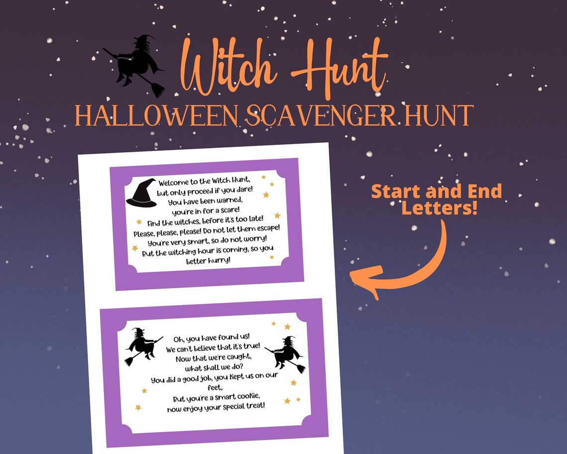 Halloween Scavenger Hunt - Witch Party Game, Witch Hunt Game for Kids ...