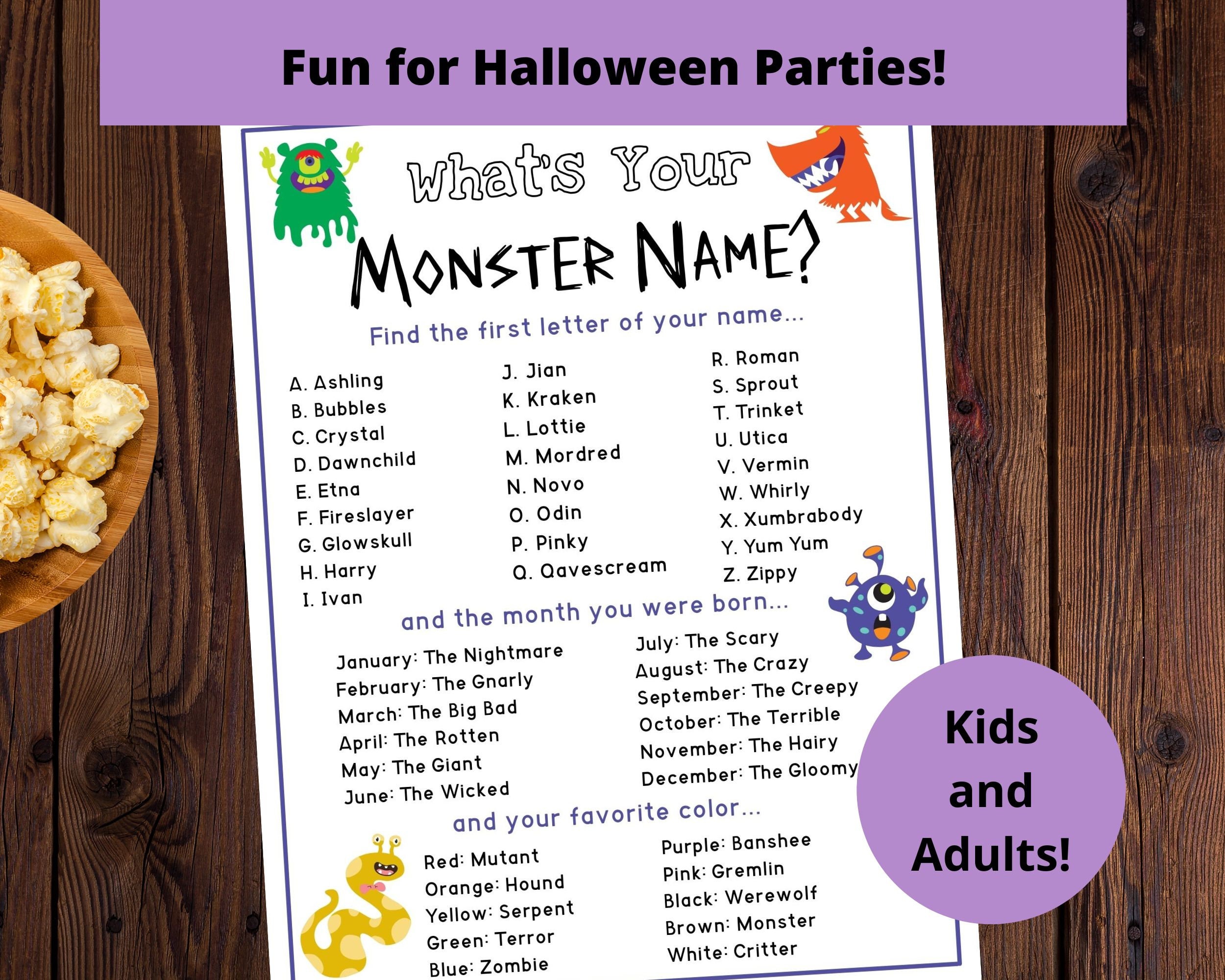 What's Your Monster Name - Halloween Name Game, Whats Your Name Game ...