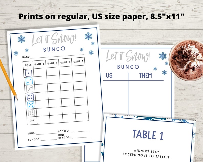 Winter Bunco - Christmas Bunco Score Cards, Printable Bunco Game, Bunco ...