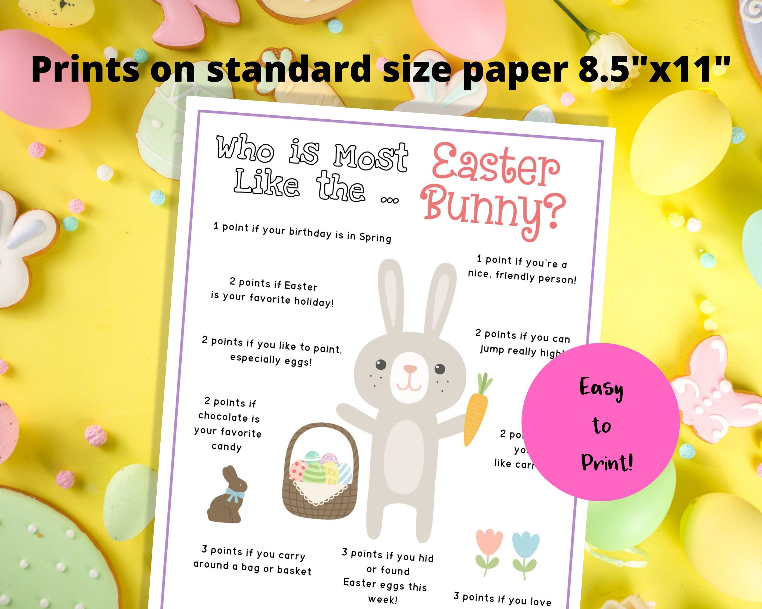 Who is Most Like the Easter Bunny Kids Easter Game, Easter Printable ...