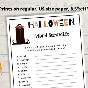 Halloween Word Scramble Kids Halloween Game, Word Game, Halloween Party ...