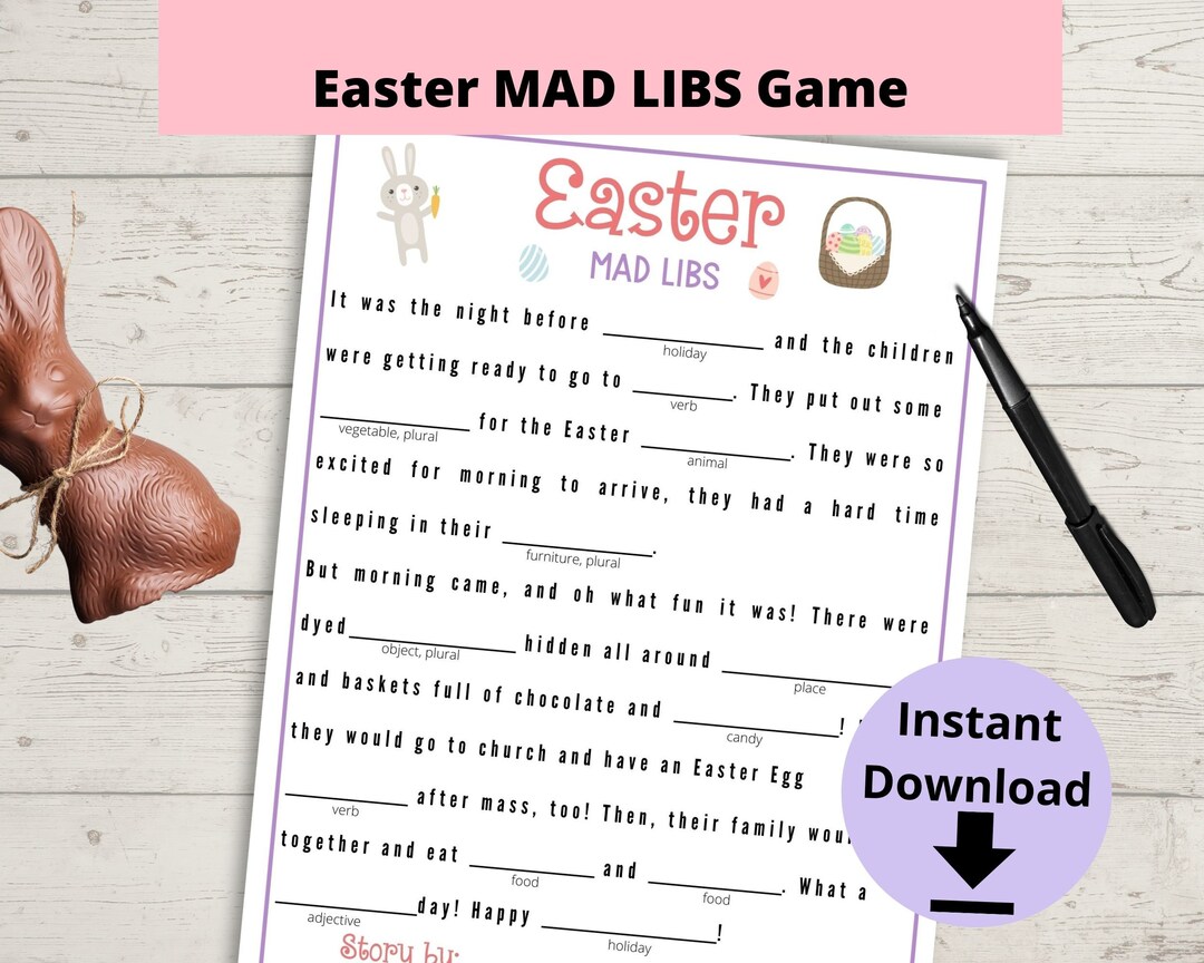 Easter Mad Lib Game - Children's Easter Party Game, Kids Madlibs for ...