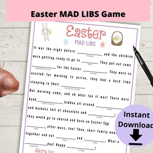 Easter Mad Lib Game - Children's Easter Party Game, Kids Madlibs for ...