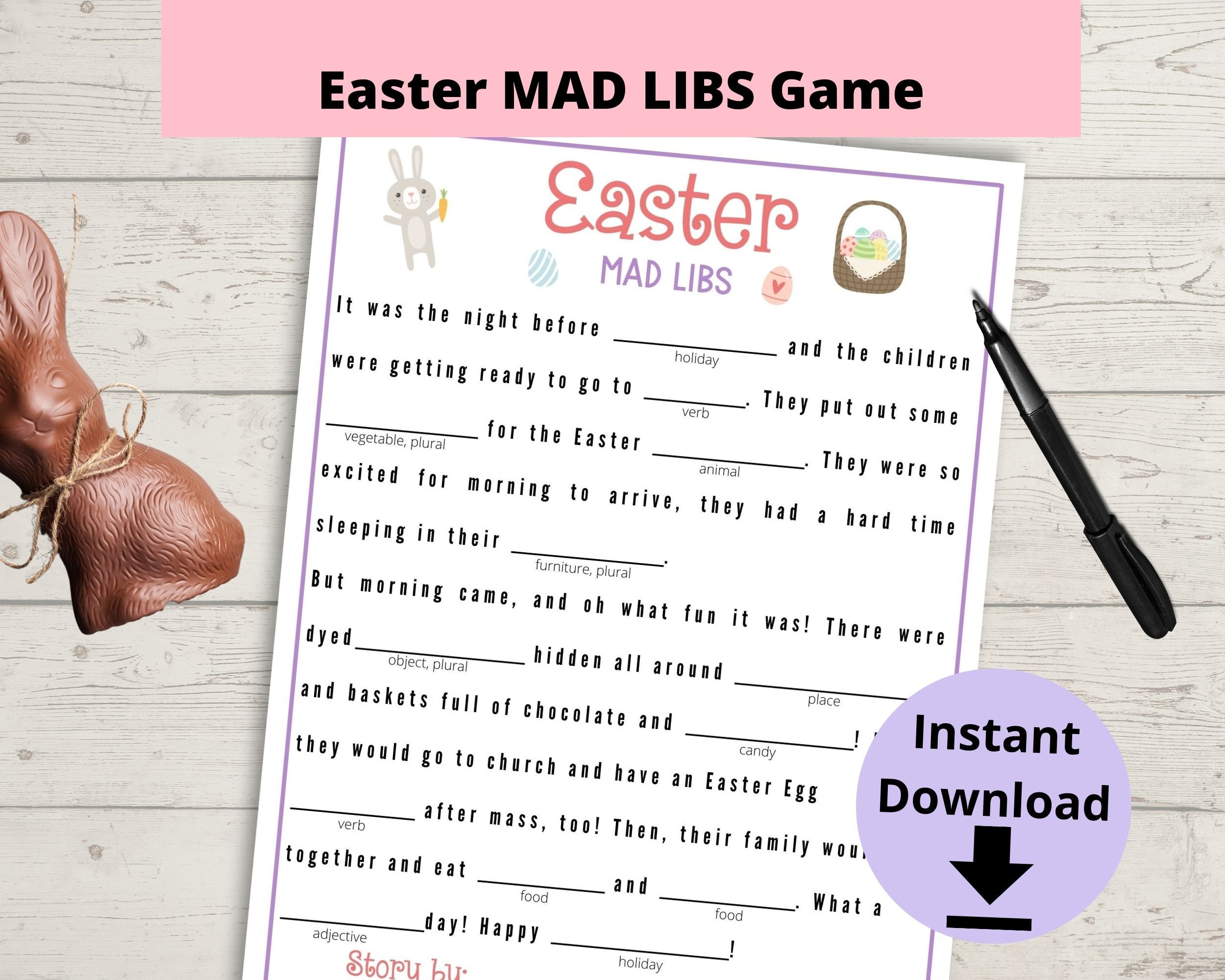 Easter Mad Lib Game Children's Easter Party Game, Kids Madlibs for ...
