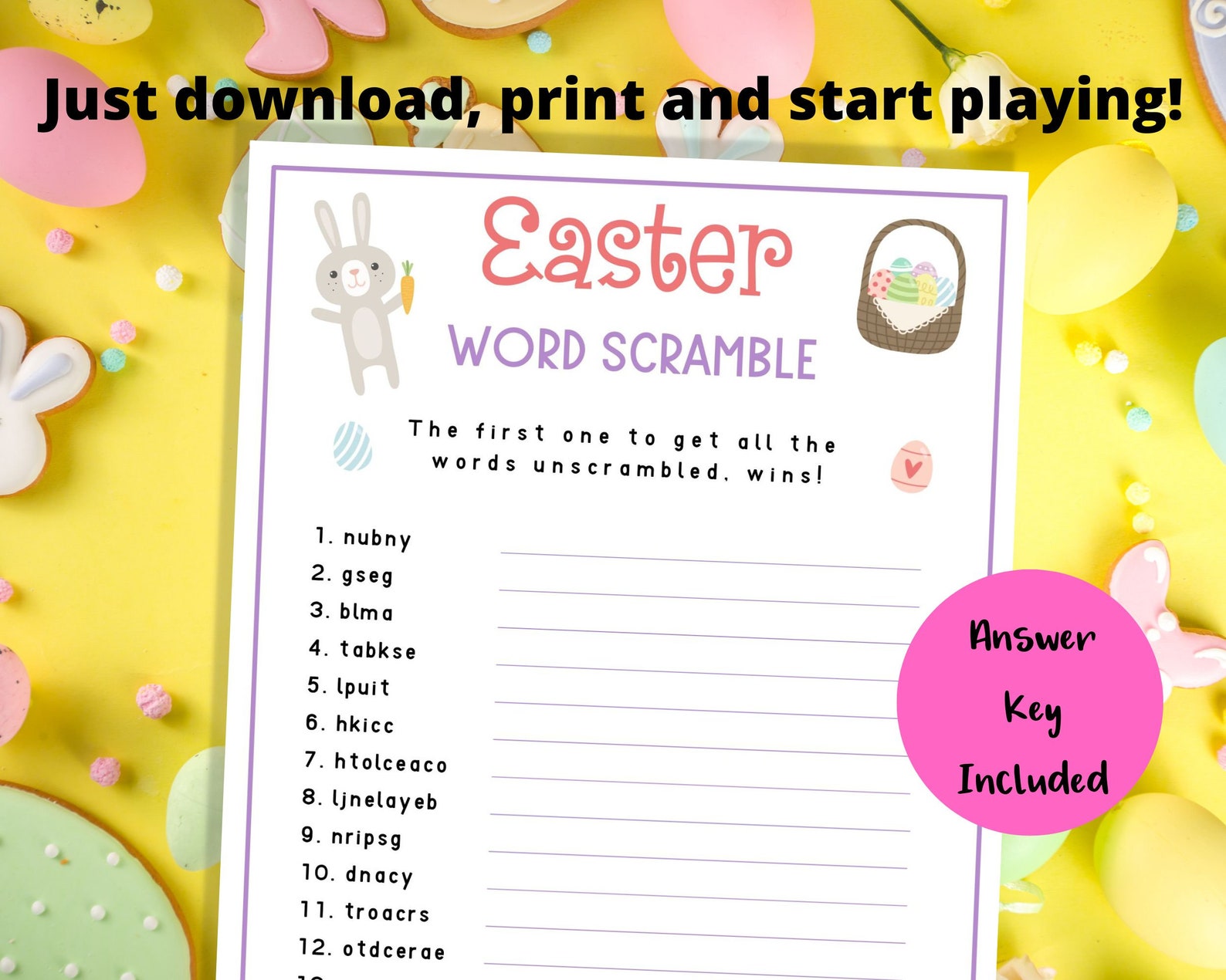 Easter Word Scramble Easter Word Game, Easter Game, Easter Activity ...
