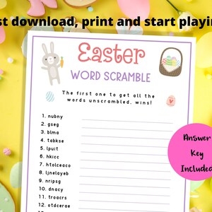 Easter Word Scramble - Easter Word Game, Easter Game, Easter Activity ...