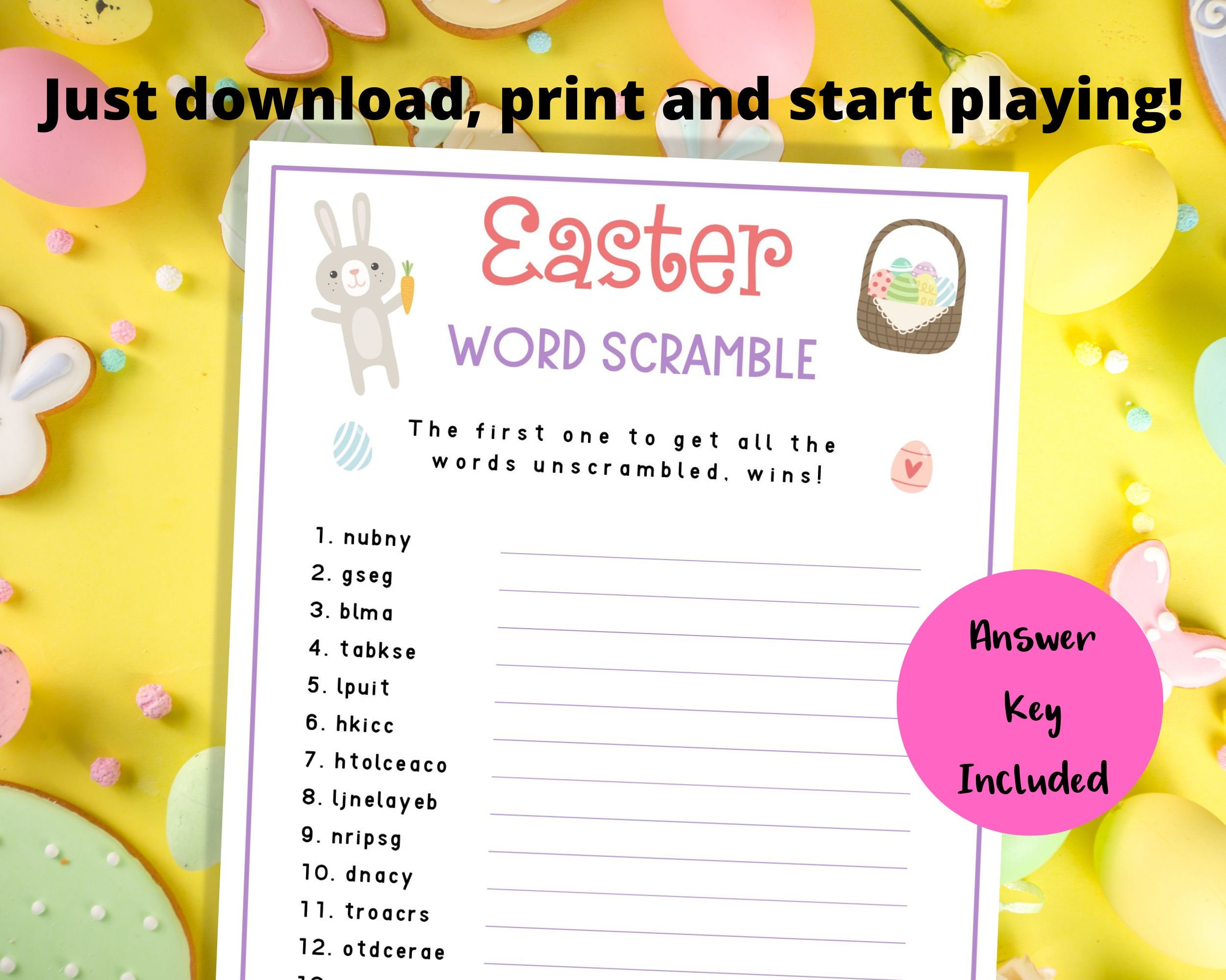 Easter Word Scramble Easter Word Game, Easter Game, Easter Activity ...