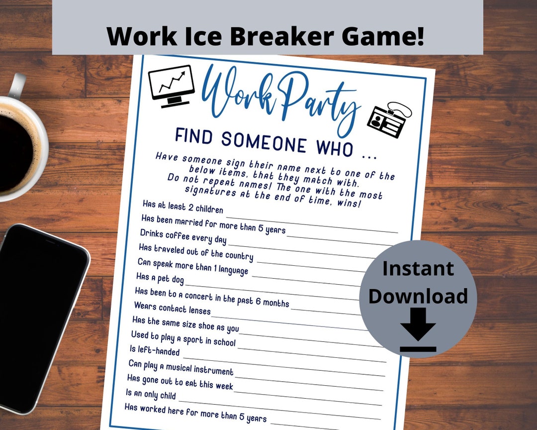 Office Party Game - Work Party Game, Find Someone Who, Team Building ...