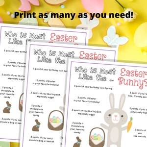 Who is Most Like the Easter Bunny - Kids Easter Game, Easter Printable ...
