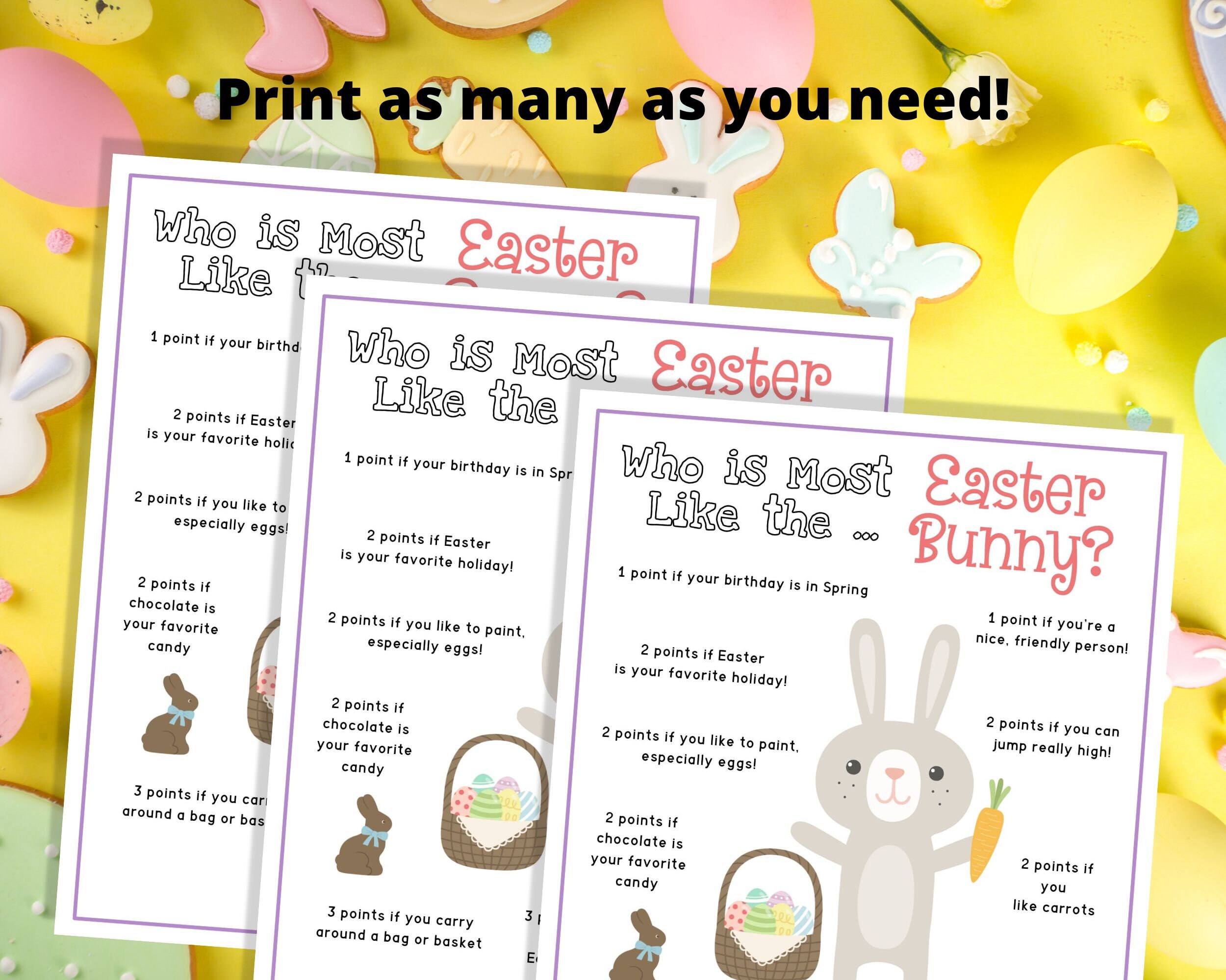 Who is Most Like the Easter Bunny Kids Easter Game, Easter Printable ...