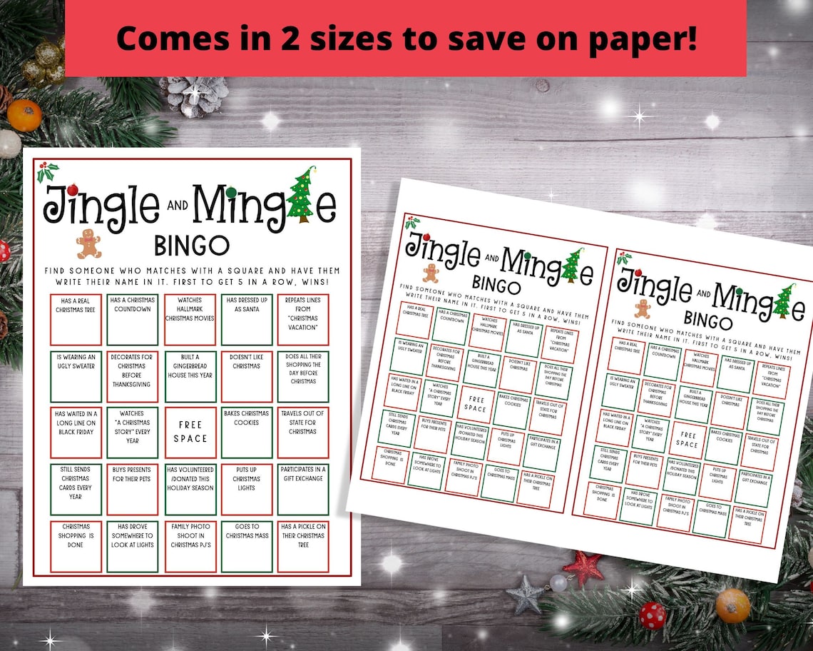 Work Holiday Bingo Jingle Mingle Bingo, Mix and Mingle Bingo, Workplace ...