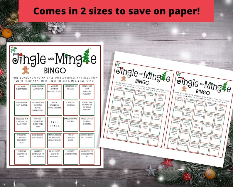 Work Holiday Bingo - Jingle Mingle Bingo, Mix and Mingle Bingo ...