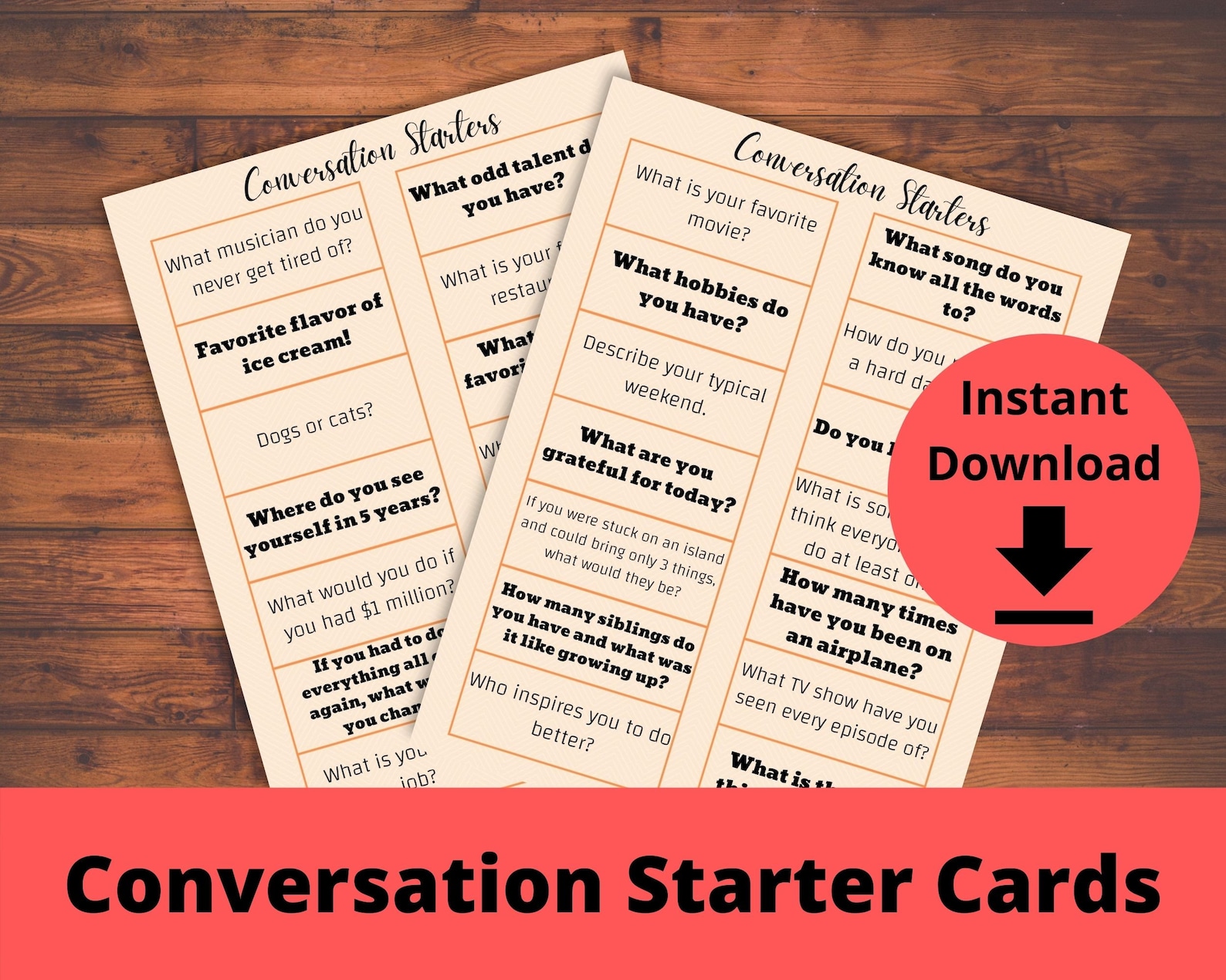 Conversation Starter Cards, Conversation Starters for Women ...