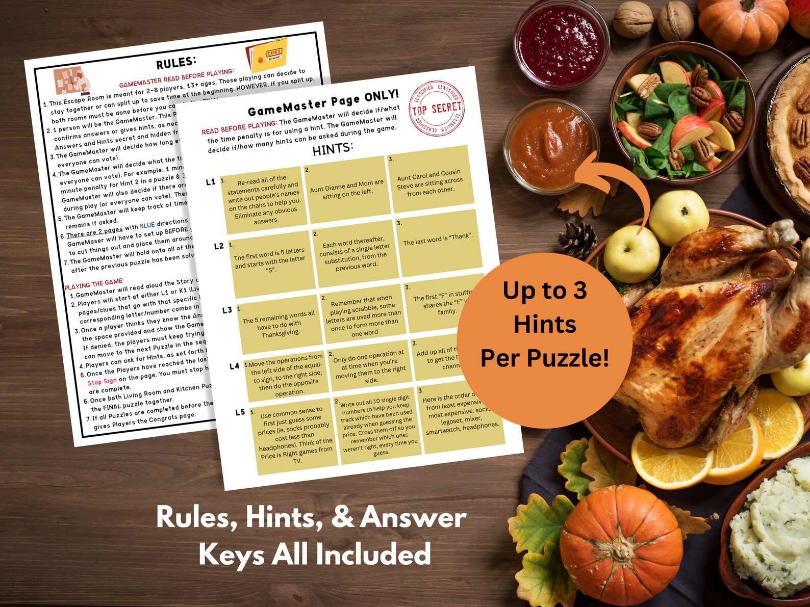 Thanksgiving Escape Room - Escape Room for Adults Teens Family, Escape ...