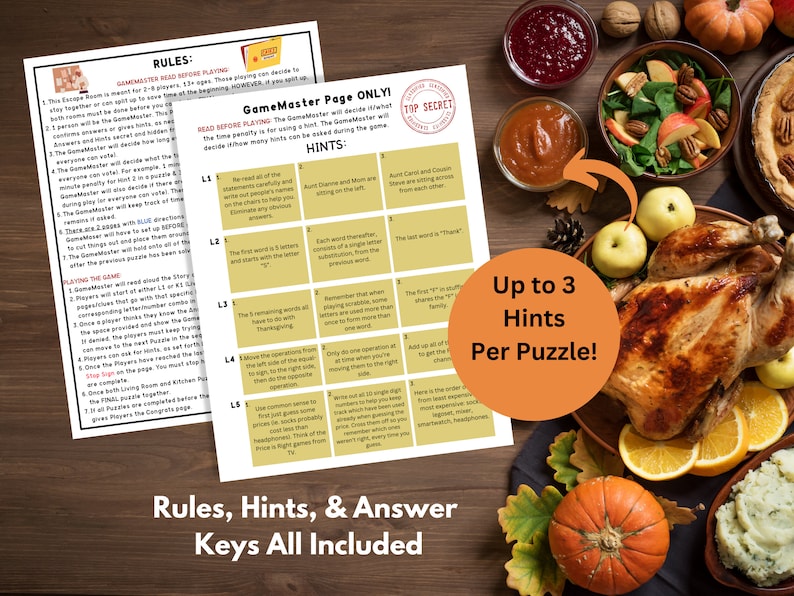 Thanksgiving Escape Room - Escape Room for Adults Teens Family, Escape ...