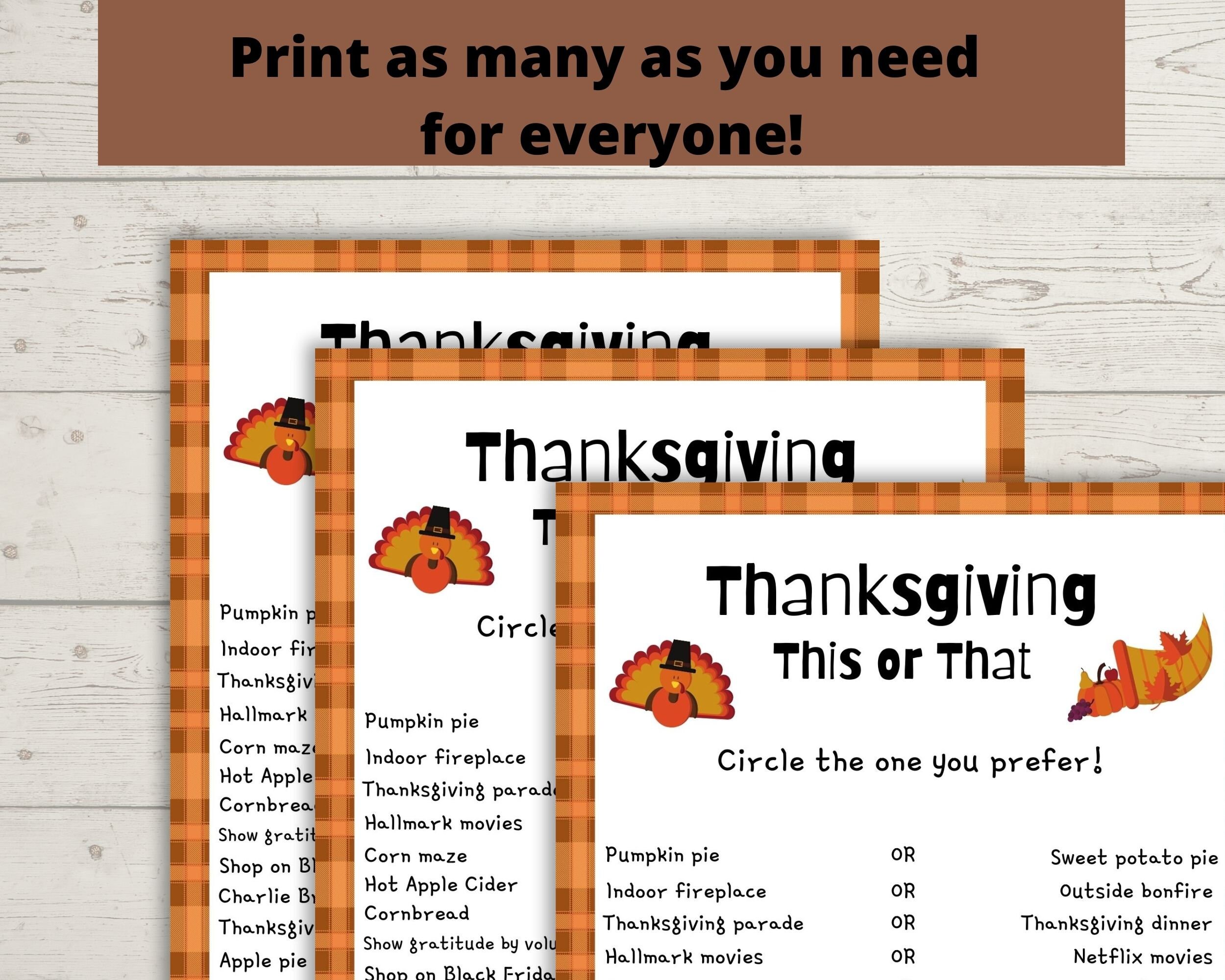 Thanksgiving This or That Game Friendsgiving Party Get Together Game ...