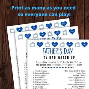 Father's Day Game, Father's Day Trivia Game, Dad's Day Game, Match up ...