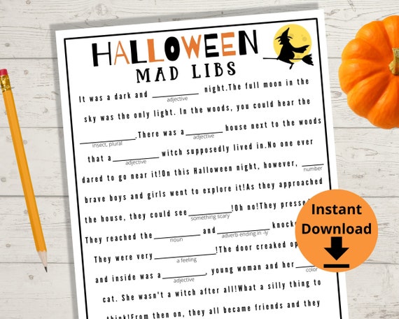 Halloween Mad Libs Halloween Printable Games Kids Halloween - Etsy