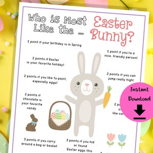 Who is Most Like the Easter Bunny - Kids Easter Game, Easter Printable ...
