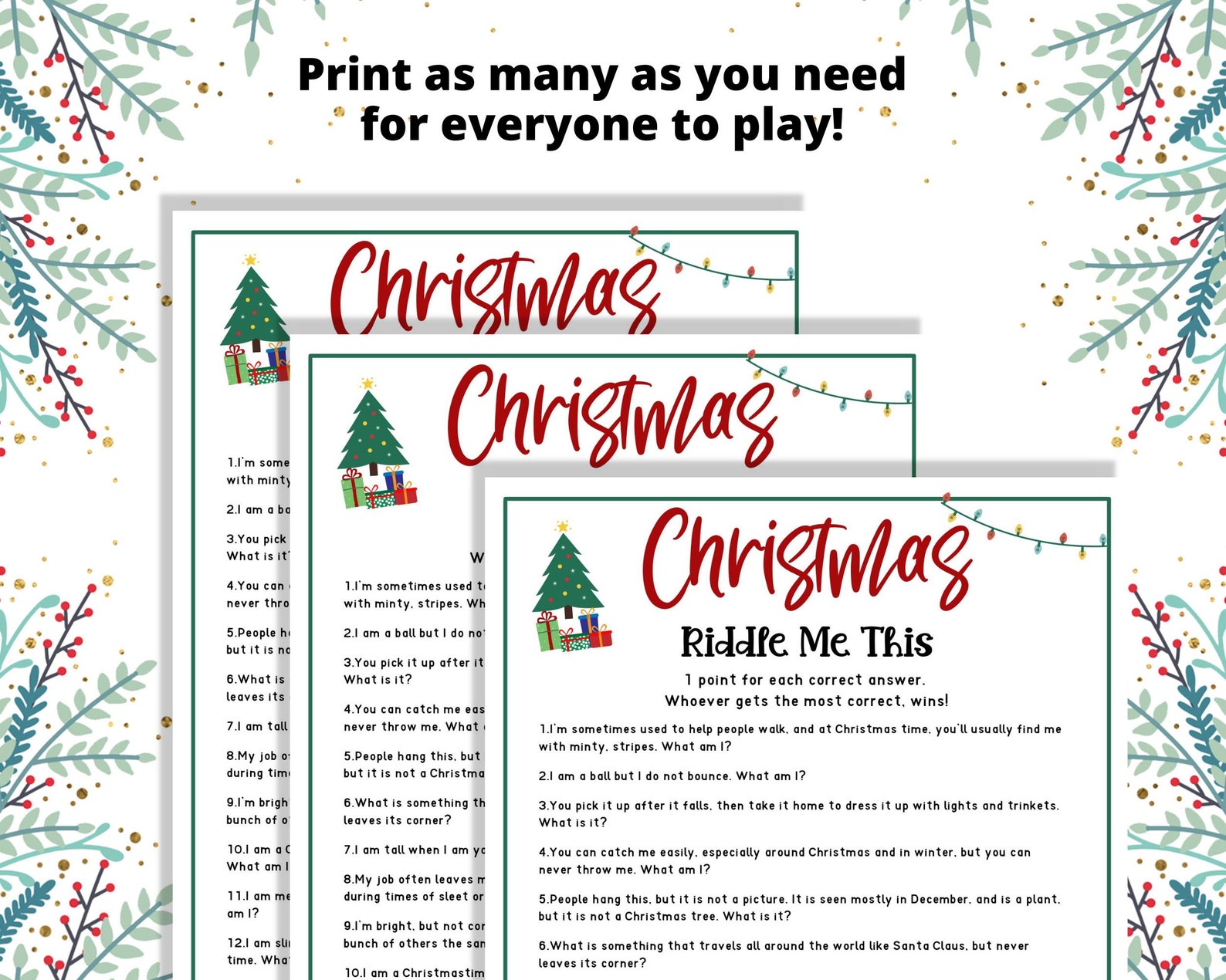 Christmas Riddles - Christmas What Am I Game, Kids Riddle Game ...