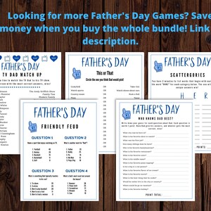Father's Day Game, Father's Day Trivia Game, Dad's Day Game, Match up ...