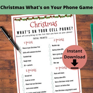 Christmas What's on Your Phone Game - Printable Holiday Party Game ...