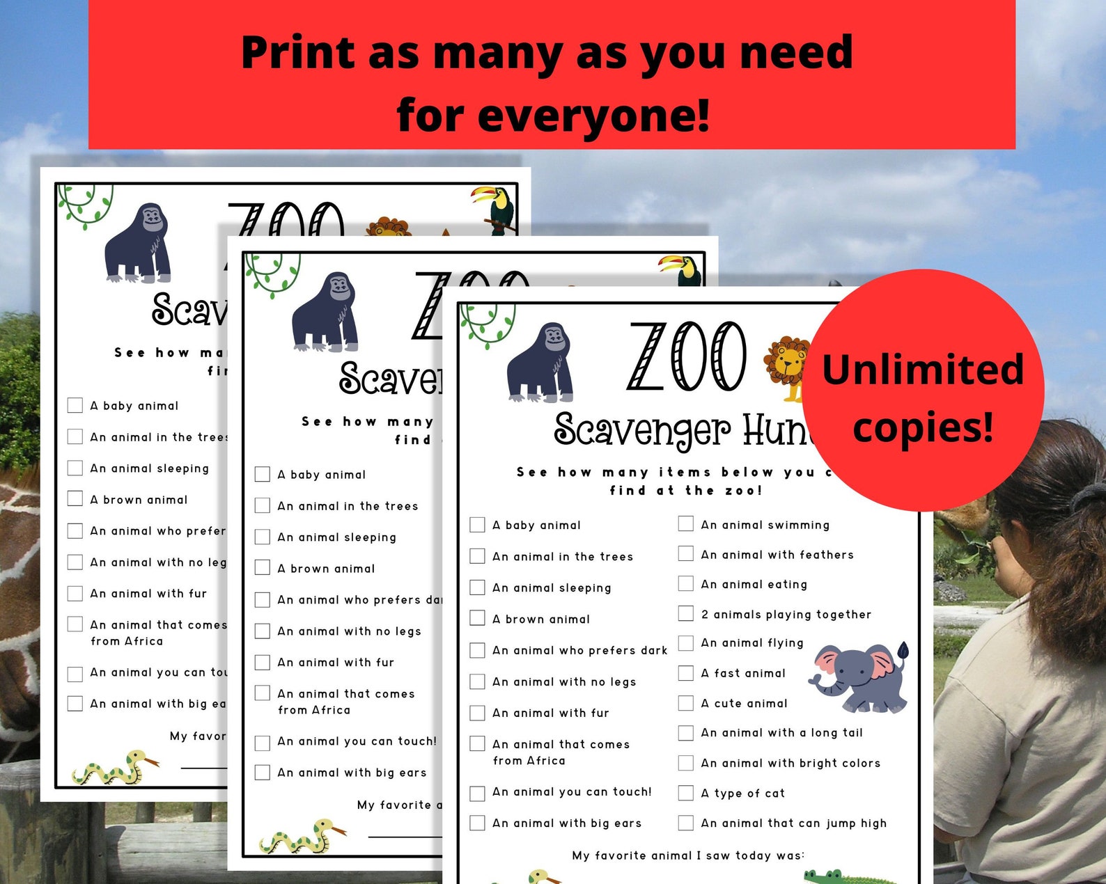 Zoo Scavenger Hunt Zoo Treasure Hunt, Zoo Games, Zoo Hunt for Kids ...